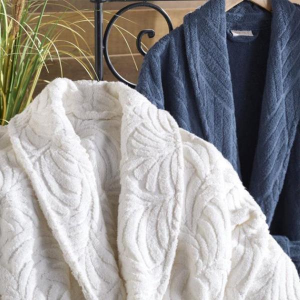 6-PIECE COTTON BLUE & WHITE BATHROBE SET FOR COUPLES – Noble Home Gifts