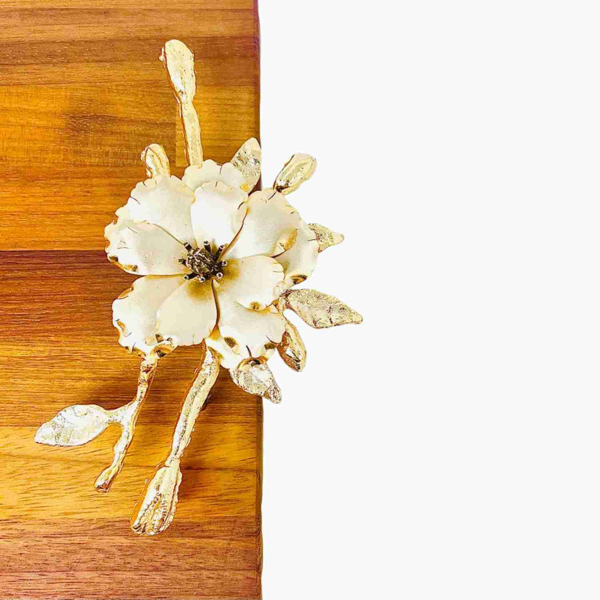 RECTANGULAR WOODEN BOARD WITH GOLDEN TONE HANDLES, MAGNOLIA COLLECTION ...
